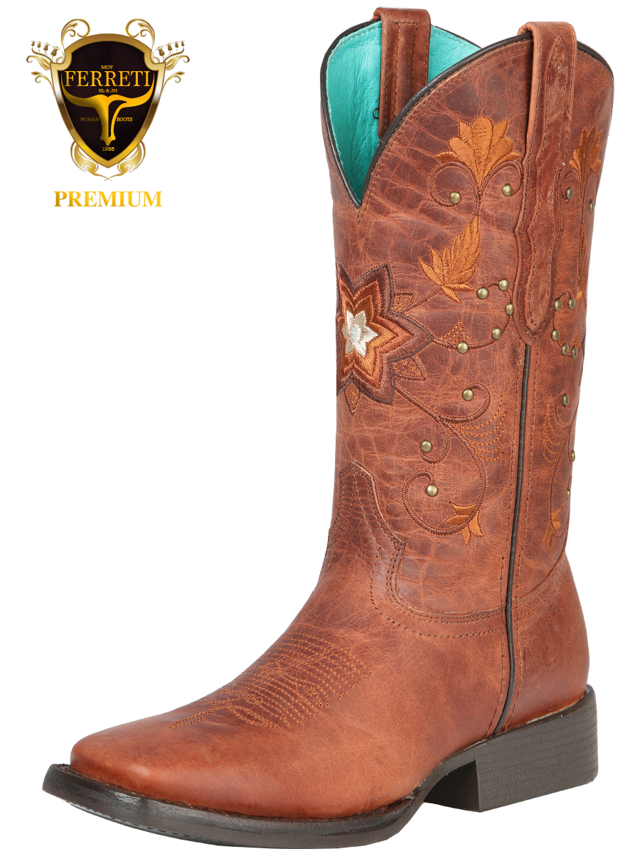 Botas Vaqueras Dama Cognac Horma Texas | FERRETI PREMIUM – Estilo Rojo